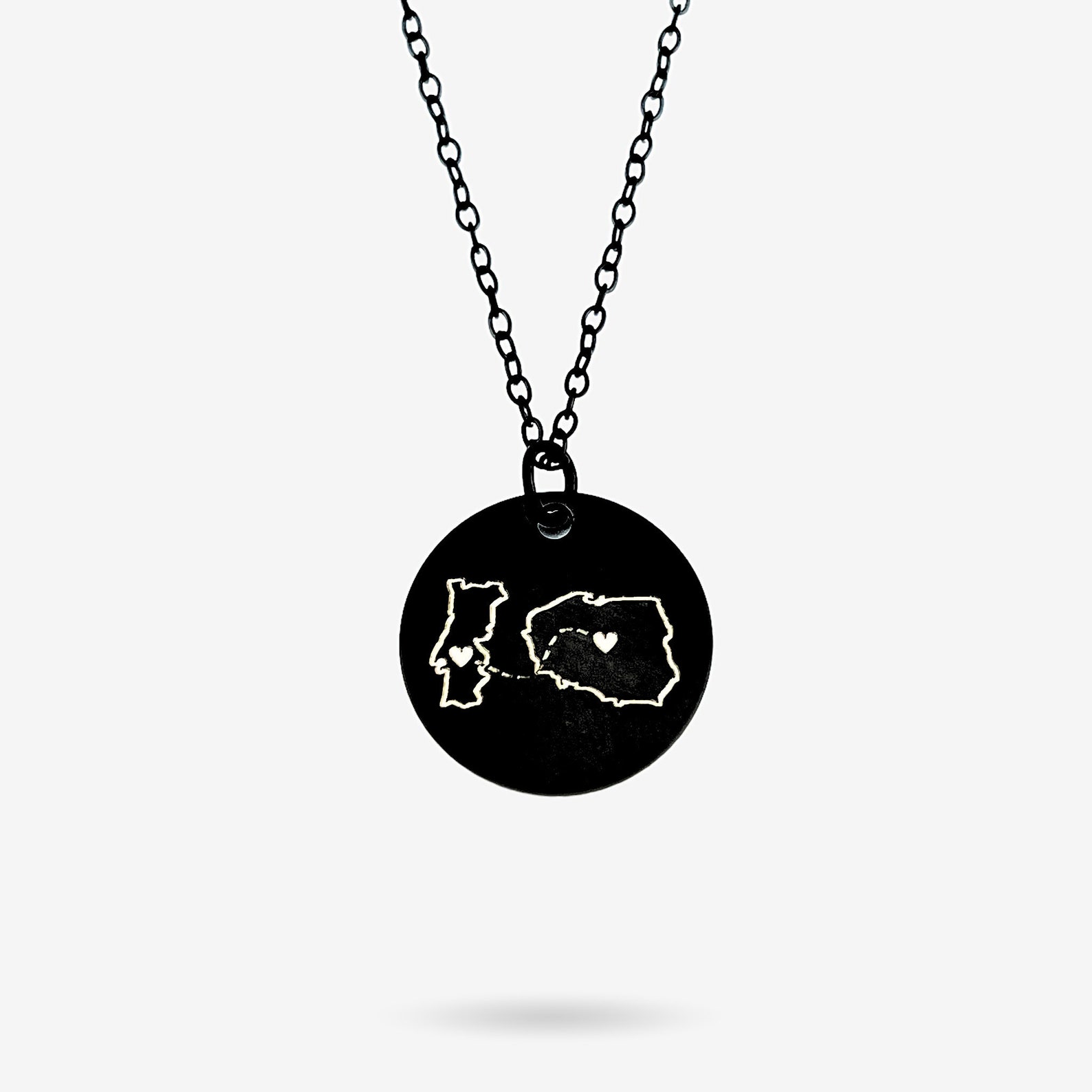 Custom Two Homes Disc Necklace | Personalised Country Necklace ...