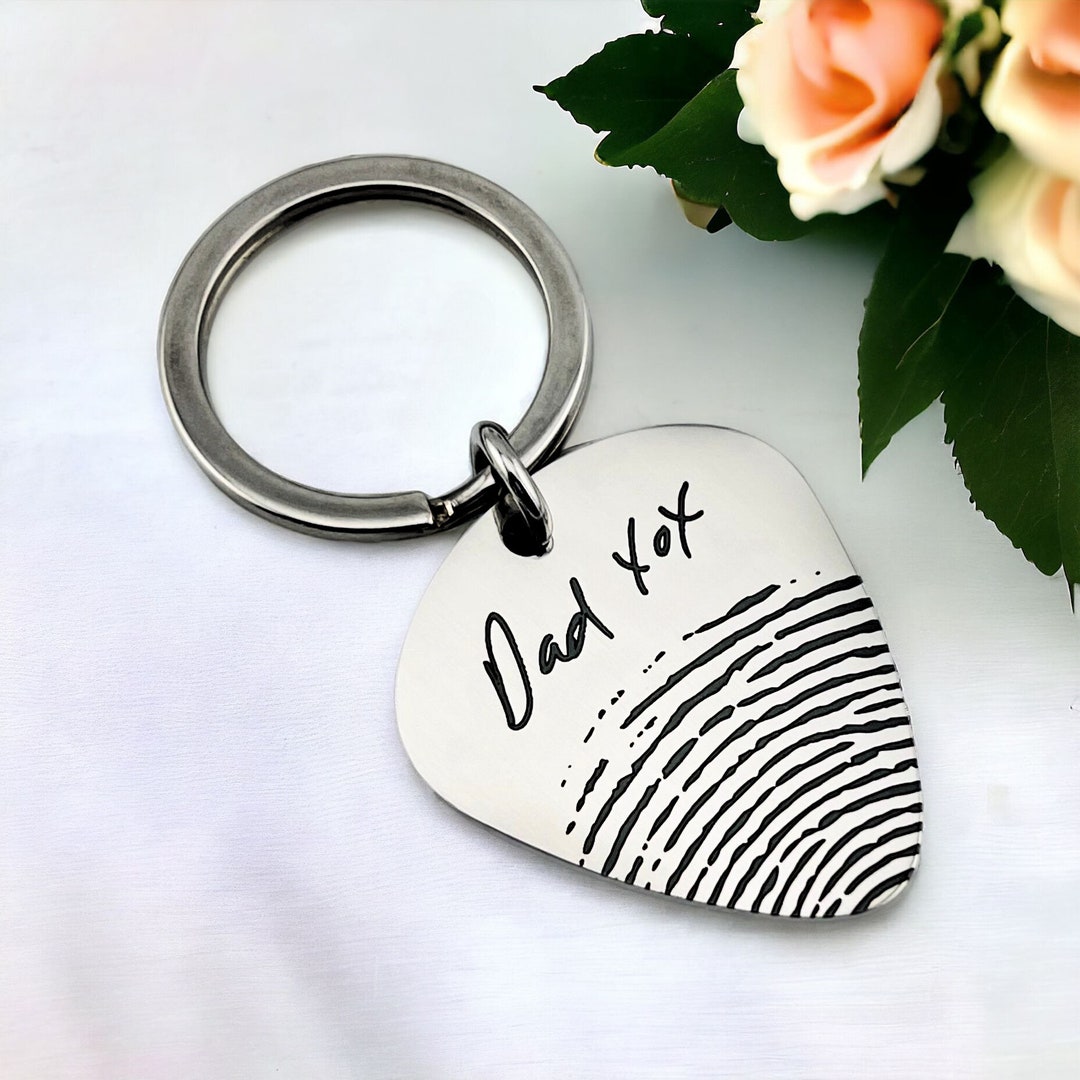 Actual Fingerprint Pick Keychain | Personalised Handwriting | Engraved ...