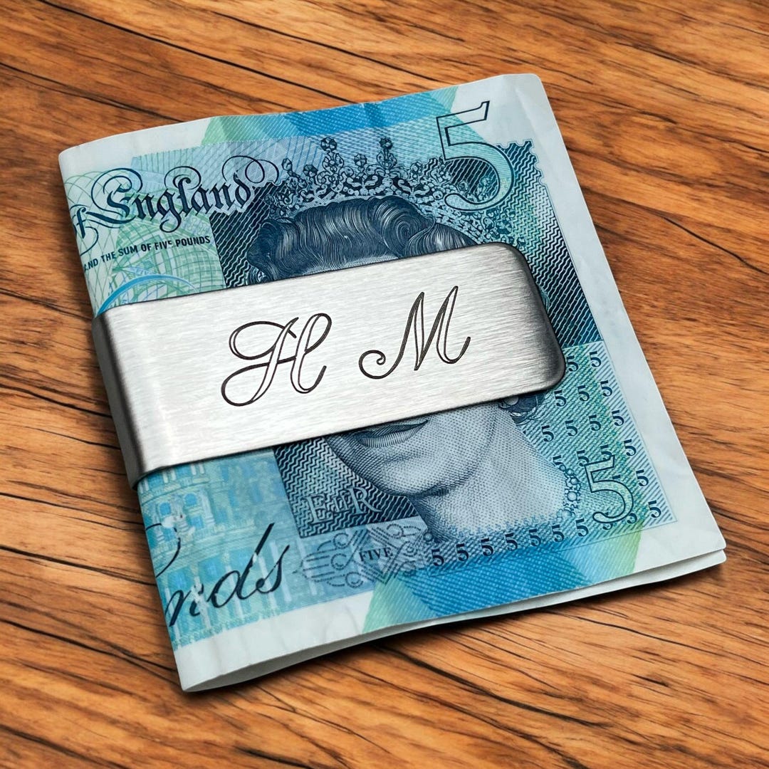 Personalised Initials Money Clip | Engraved Money Clip | Silver Cash ...
