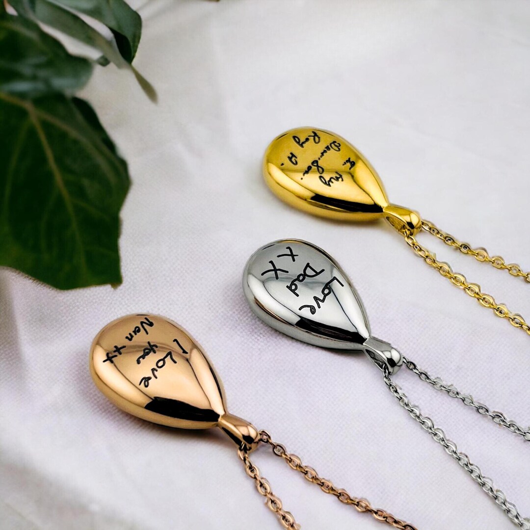 Personalized Handwriting Urn Tear Drop Necklace | Cremation | Memorial ...