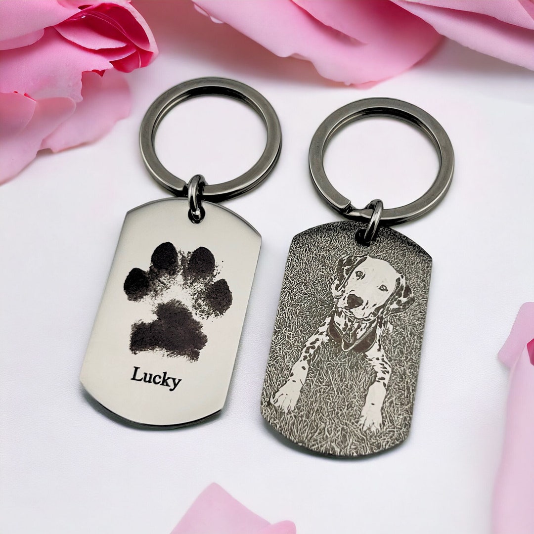 Personalised Actual Dog Paw Keyring | Photo Engraving | Pet Photo ...