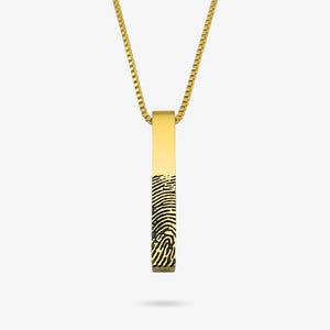 Personalized Fingerprint Bar Necklace | 3D Bar Necklace for Men | Gift ...