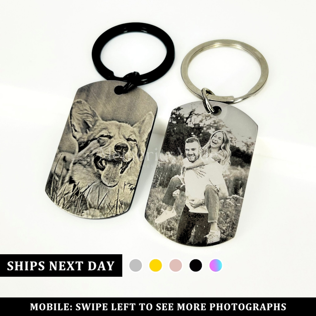 Personalised Photograph Keyring Laser Engraved Photo Keyring Couples ...