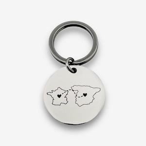 Personalised Two Homes Disc Keychain | Custom Country Keyring | Special ...