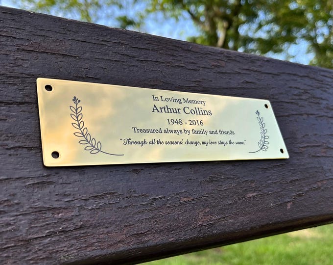 Custom Bench Plaque | 7" X 2" Solid Steel Engraved Nameplate | Memorial ...