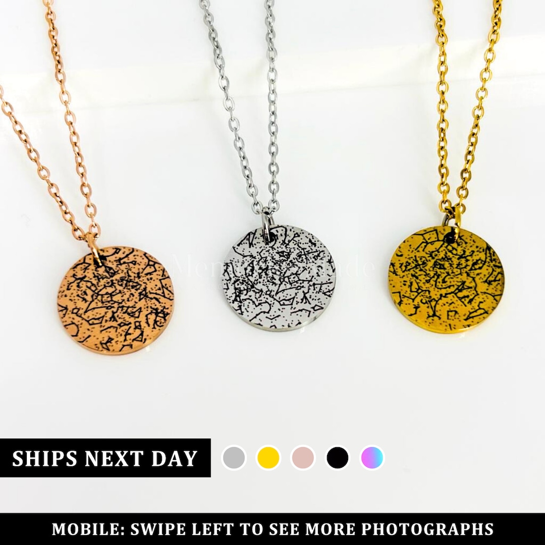 Custom Star Map Necklace Engraved Personalised Night Sky Necklace Star ...