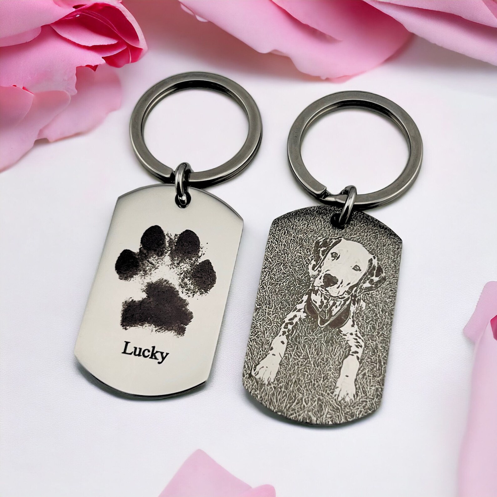 Personalised Actual Dog Paw Print Keyring | Photo Engraving | Pet Photo ...