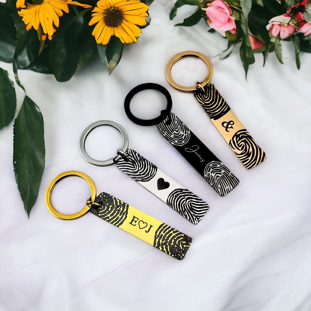 Personalised Fingerprint Slim Bar Keychain | Thumbprint | Sympathy ...