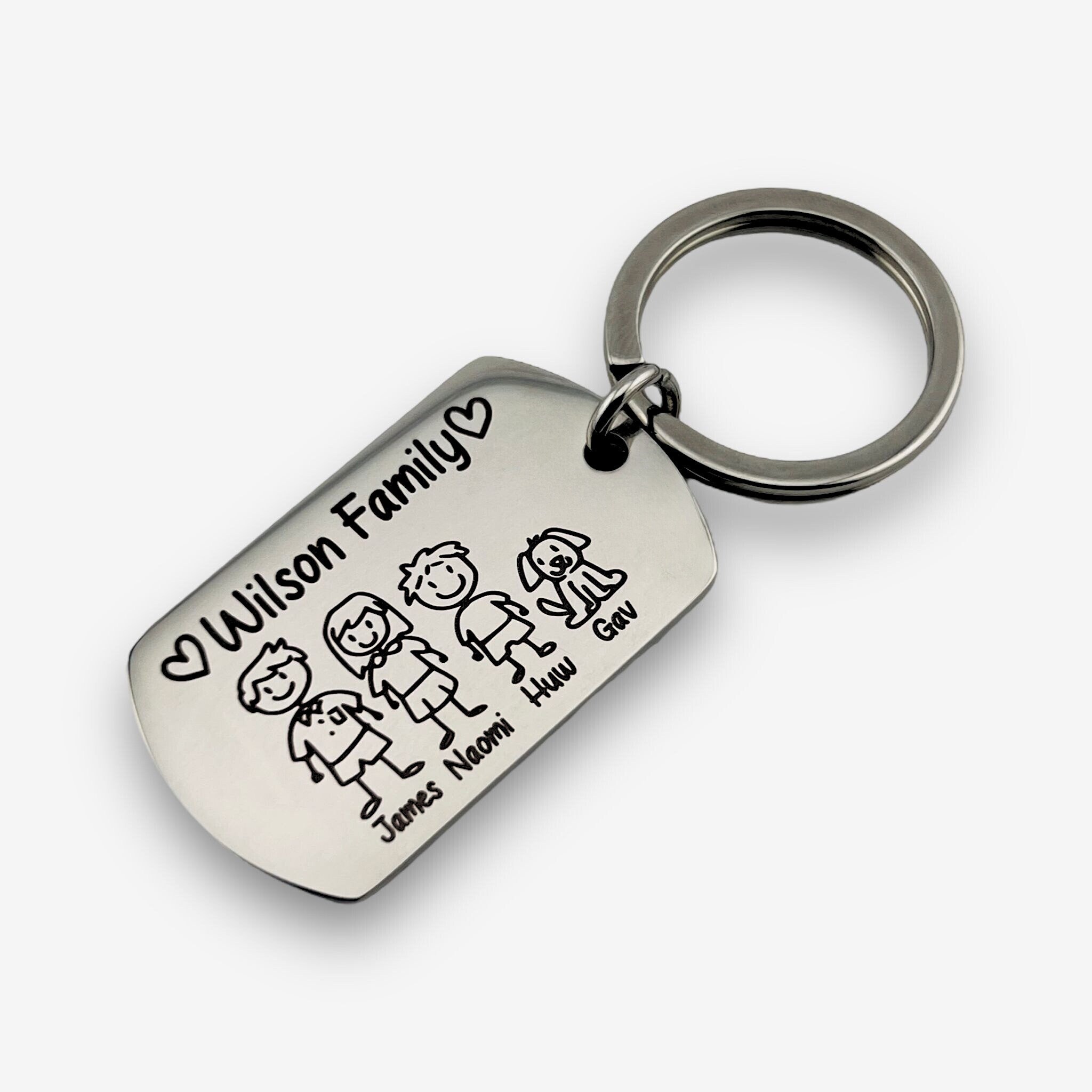 Personalised Family Flat Bar Keychain | Characters Family Keyring With ...