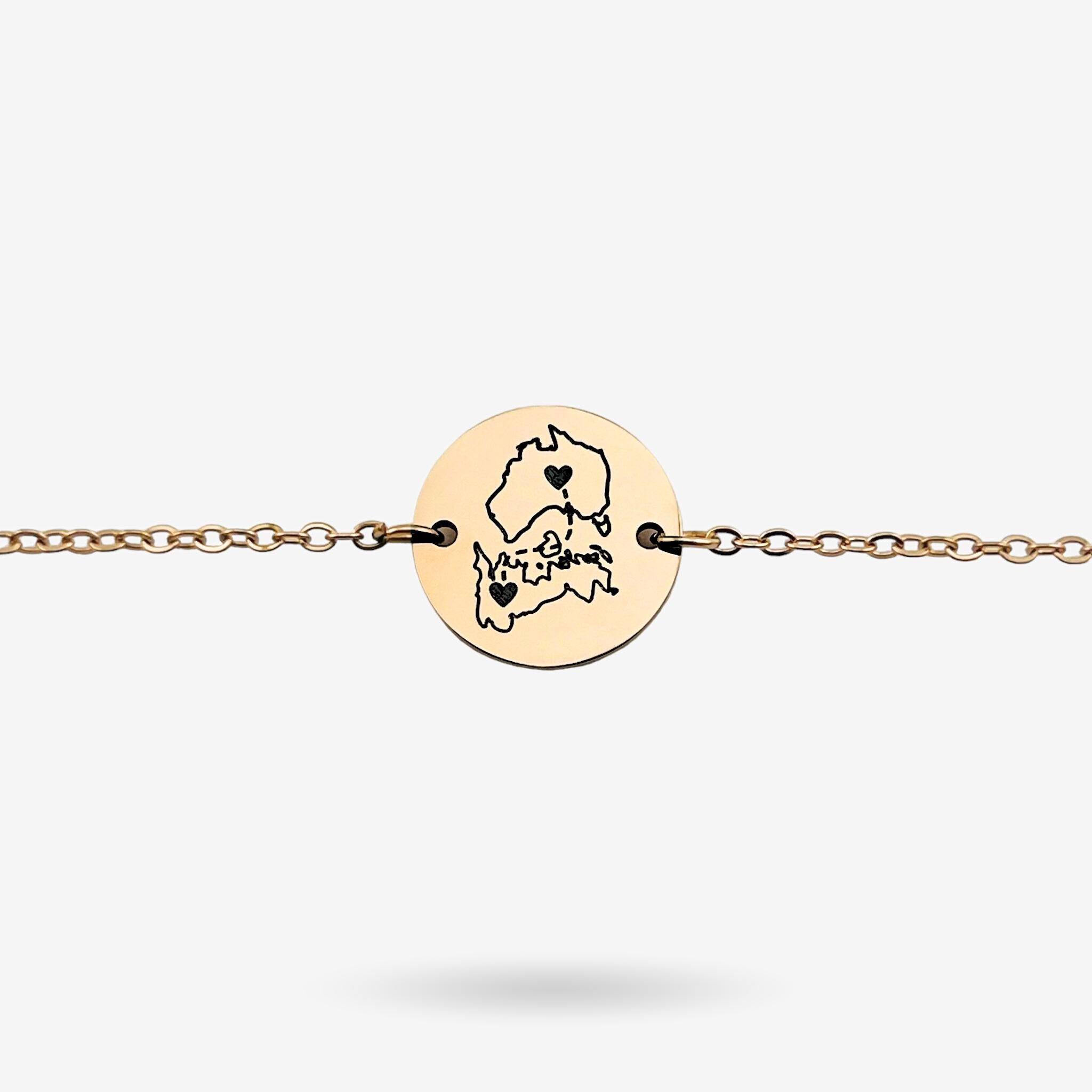 Personalised Two Homes Disc Bracelet | Long Distance Friendship ...