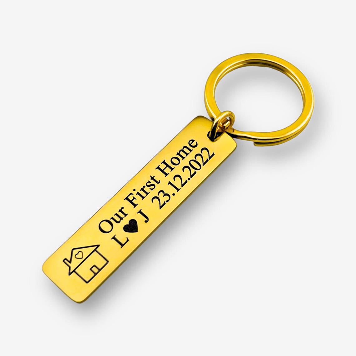 Custom Pair of First Home Slim Bar Keychains | New Home | Couple ...