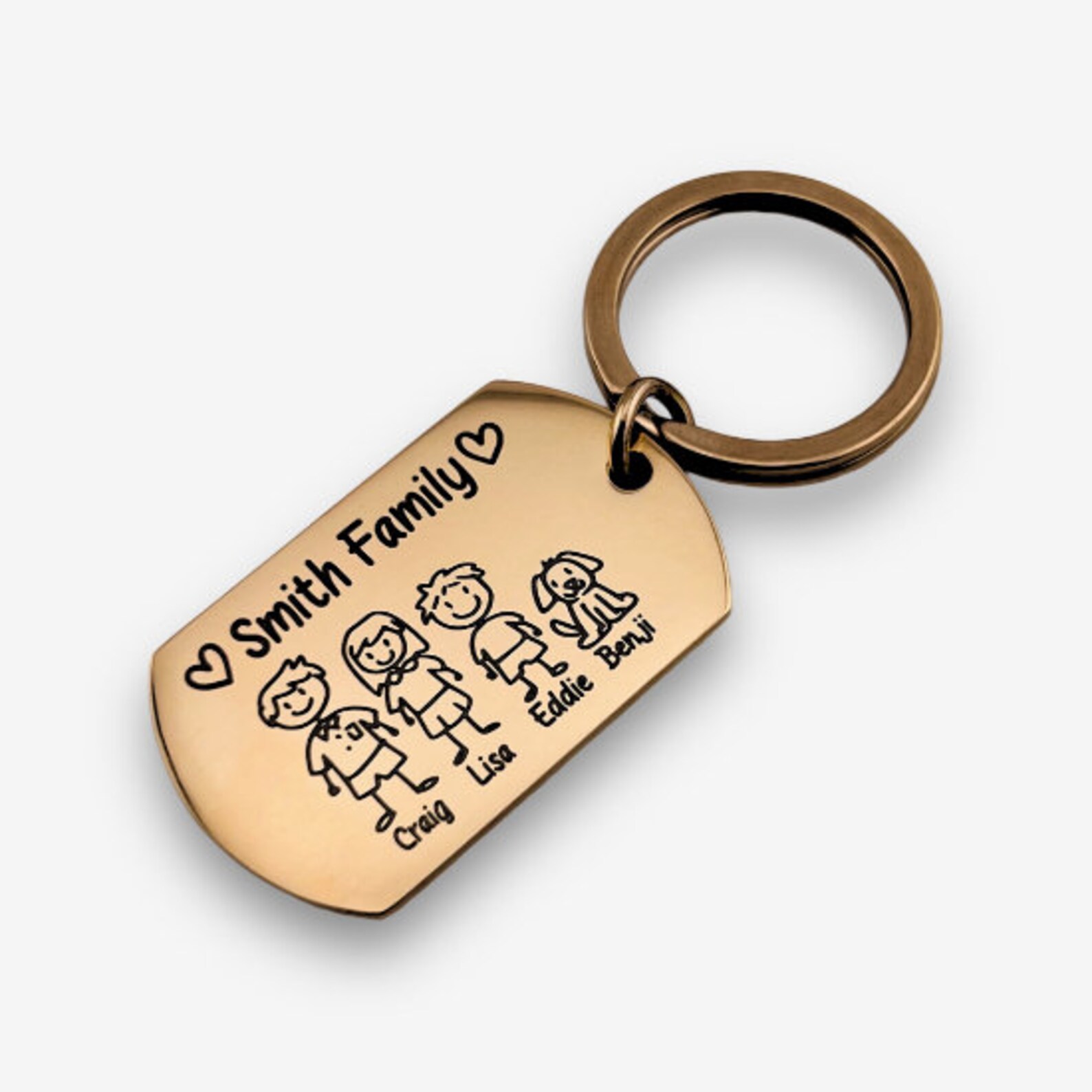 Personalised Family Flat Bar Keychain | Characters Family Keyring With ...