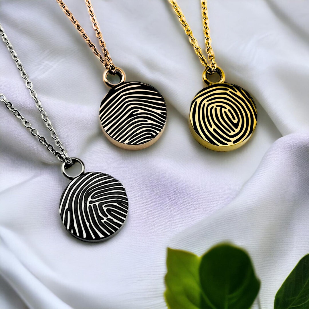 Custom Fingerprint Urn Drum Necklace | Cremation | Memorial Jewelry for ...