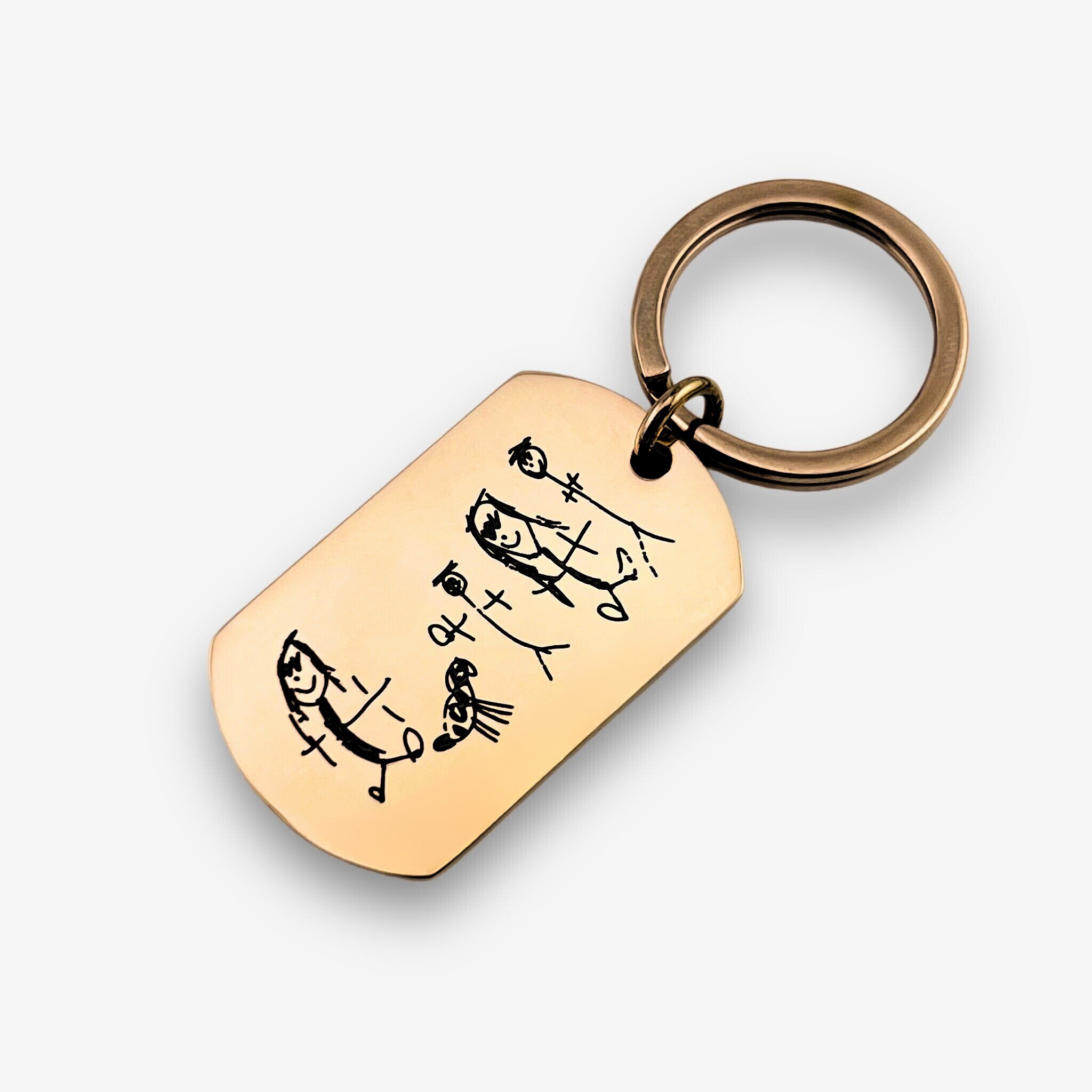 Custom Childrens Drawing Flat Bar Keychain | Actual Kids Drawing ...