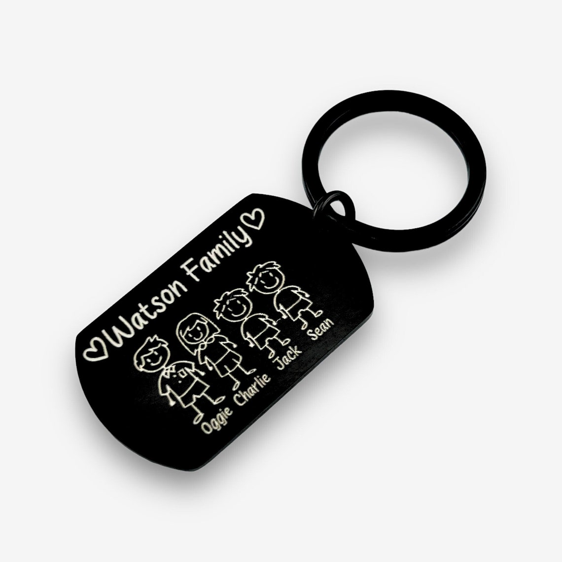 Personalised Family Flat Bar Keychain | Characters Family Keyring With ...