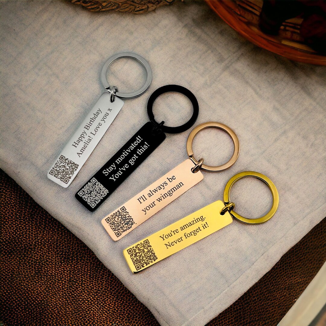 Custom QR Code Keyring | Personalised QR Code Keychain | Personalised ...