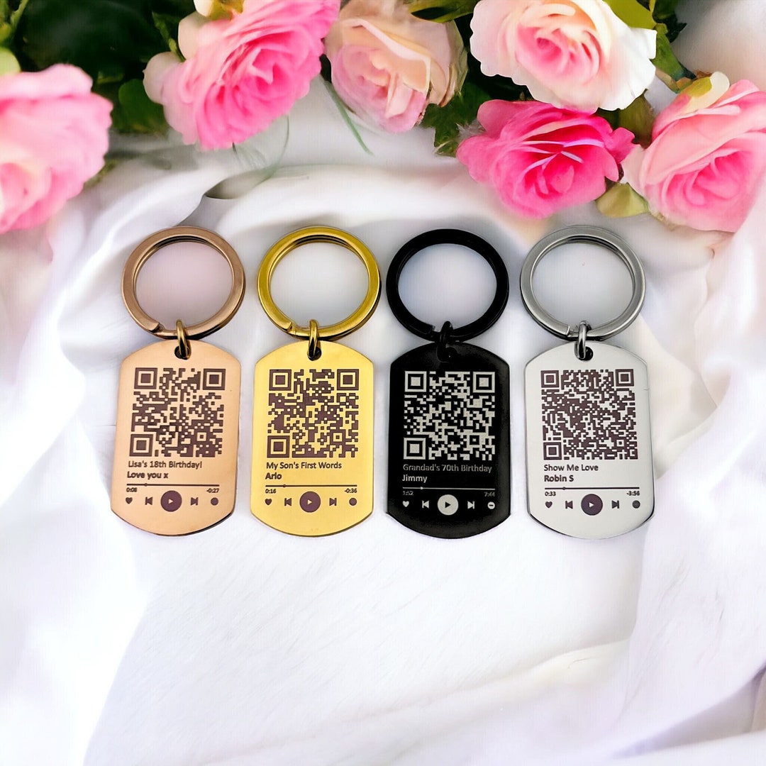 Custom QR Code Keyring | Personalised QR Code Keychain | Personalised ...