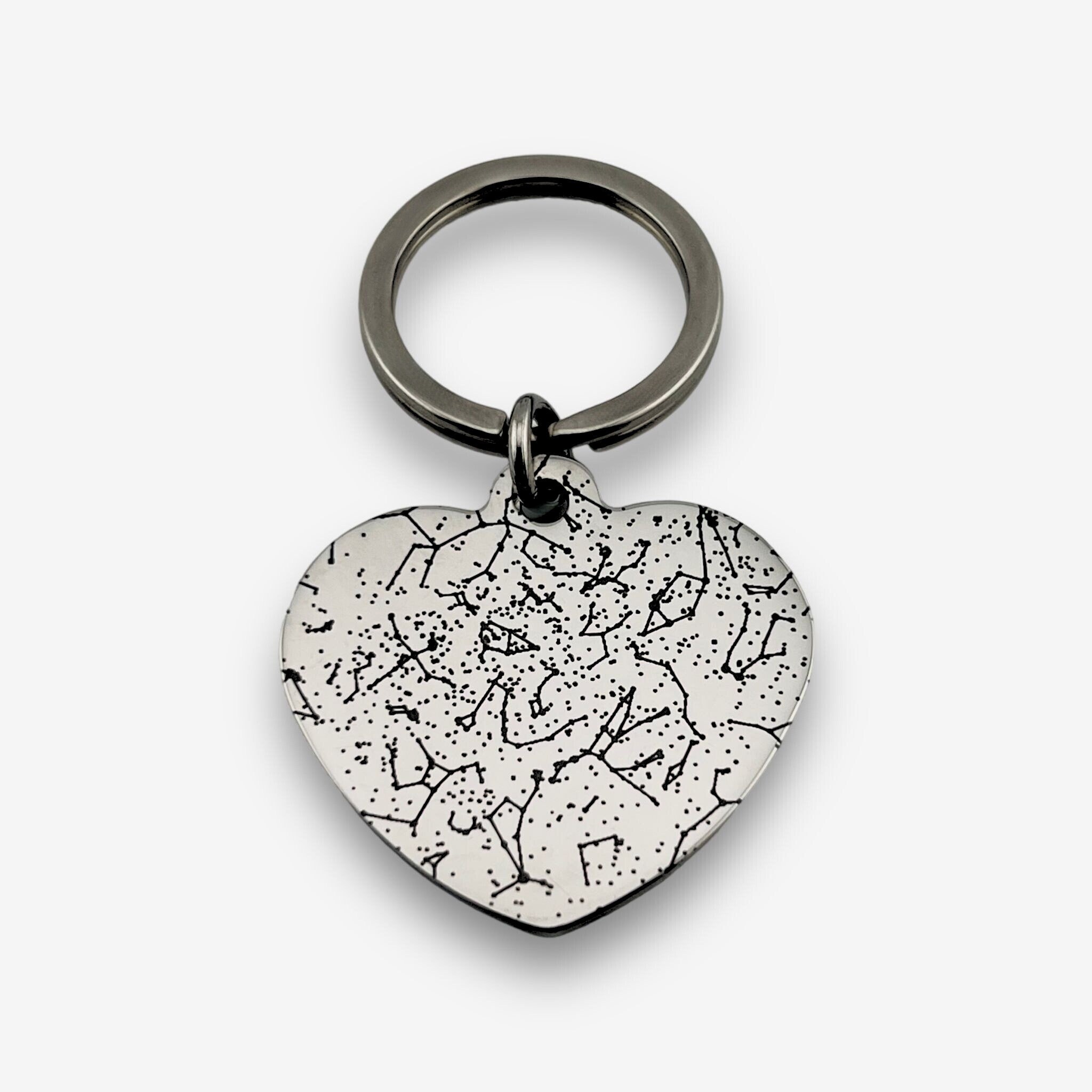 Custom Star Map Keychain | Engraved Personalised Night Sky Heart Shaped ...