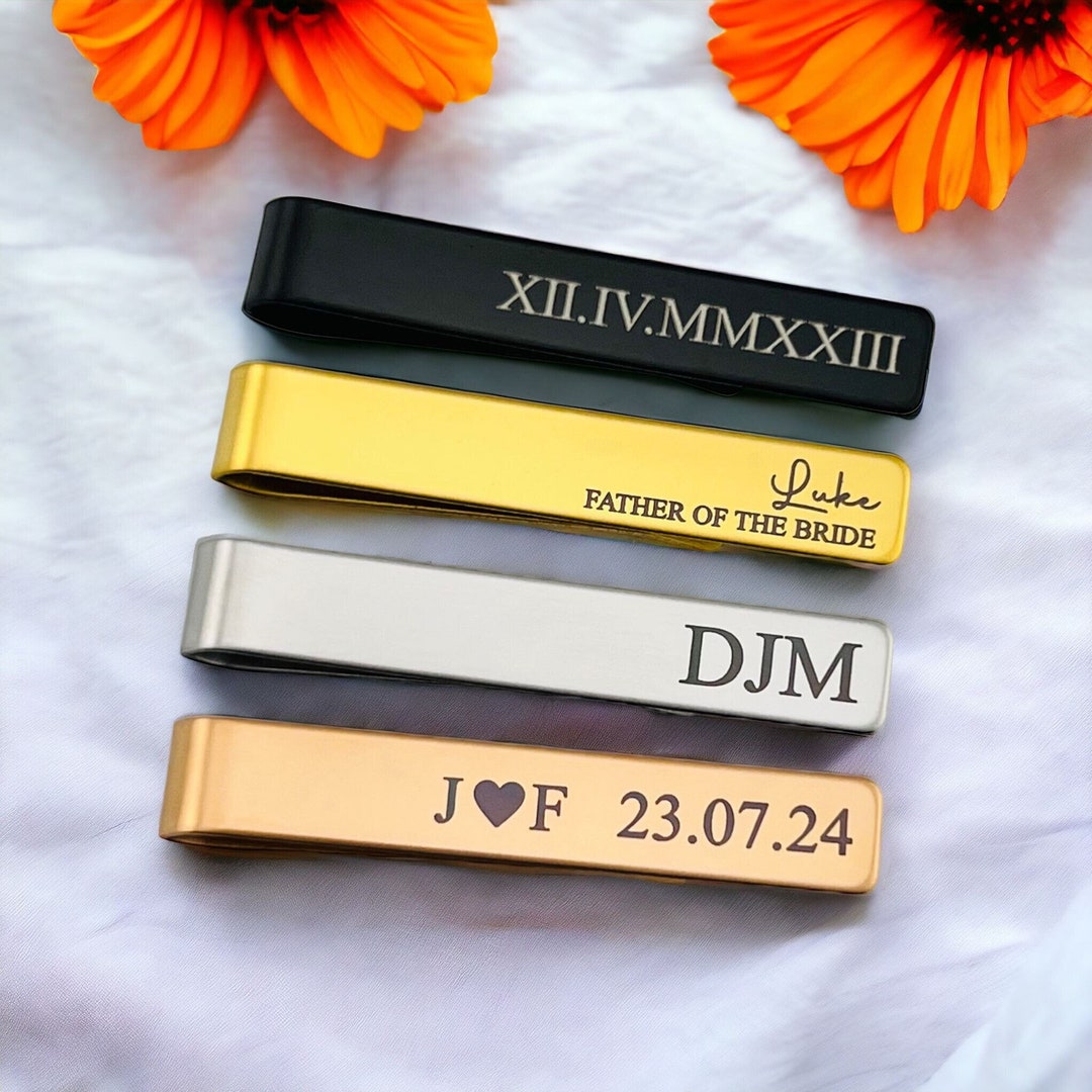 Custom Tie Clip | Personalised Tie Bar | Groomsmen or Usher Gift ...