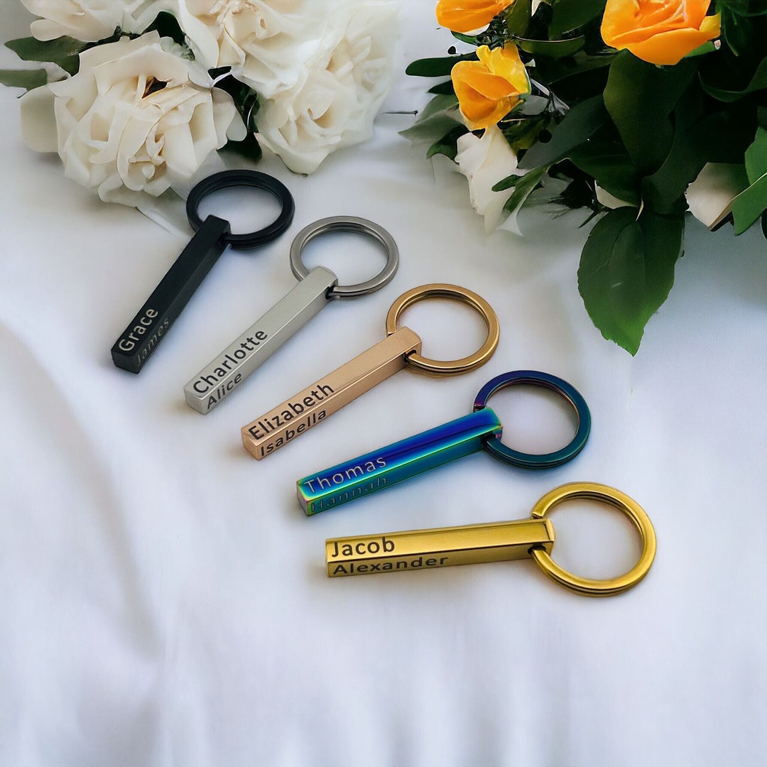 Custom Bar Keychain | Engraved Text | Personalised Bar Keyring | Gift ...