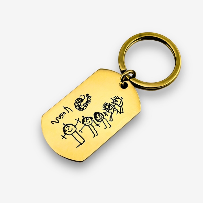 Custom Childrens Drawing Flat Bar Keychain | Actual Kids Drawing ...