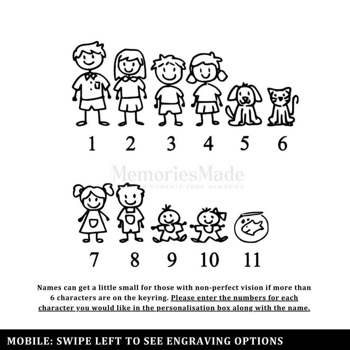 Personalised Family Flat Bar Keychain | Characters Family Keyring With ...