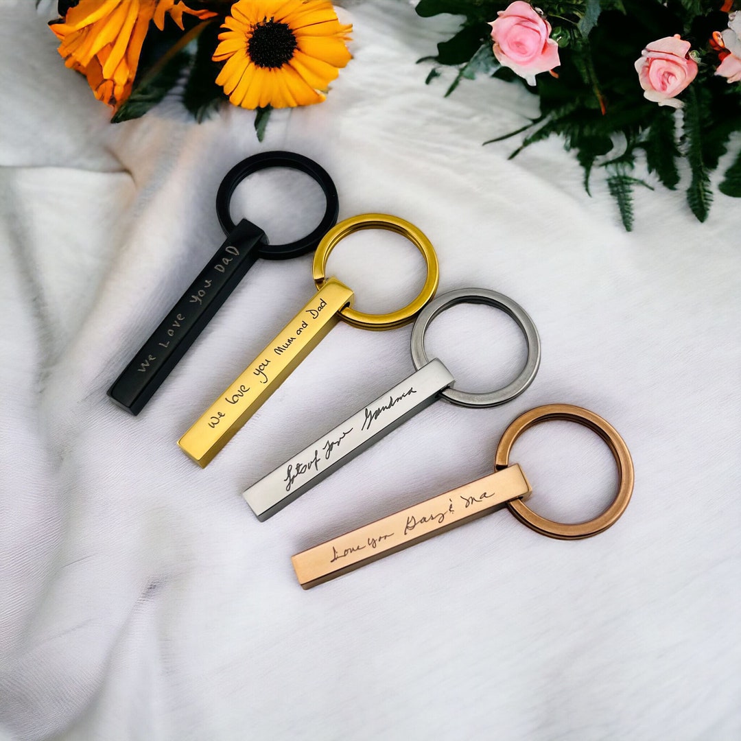Personalised Handwriting Keyring | Bar Cuboid Handwriting Keychain ...