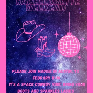 Space Cowboy Western Galaxy Themed Bachelorette Party Digital ...