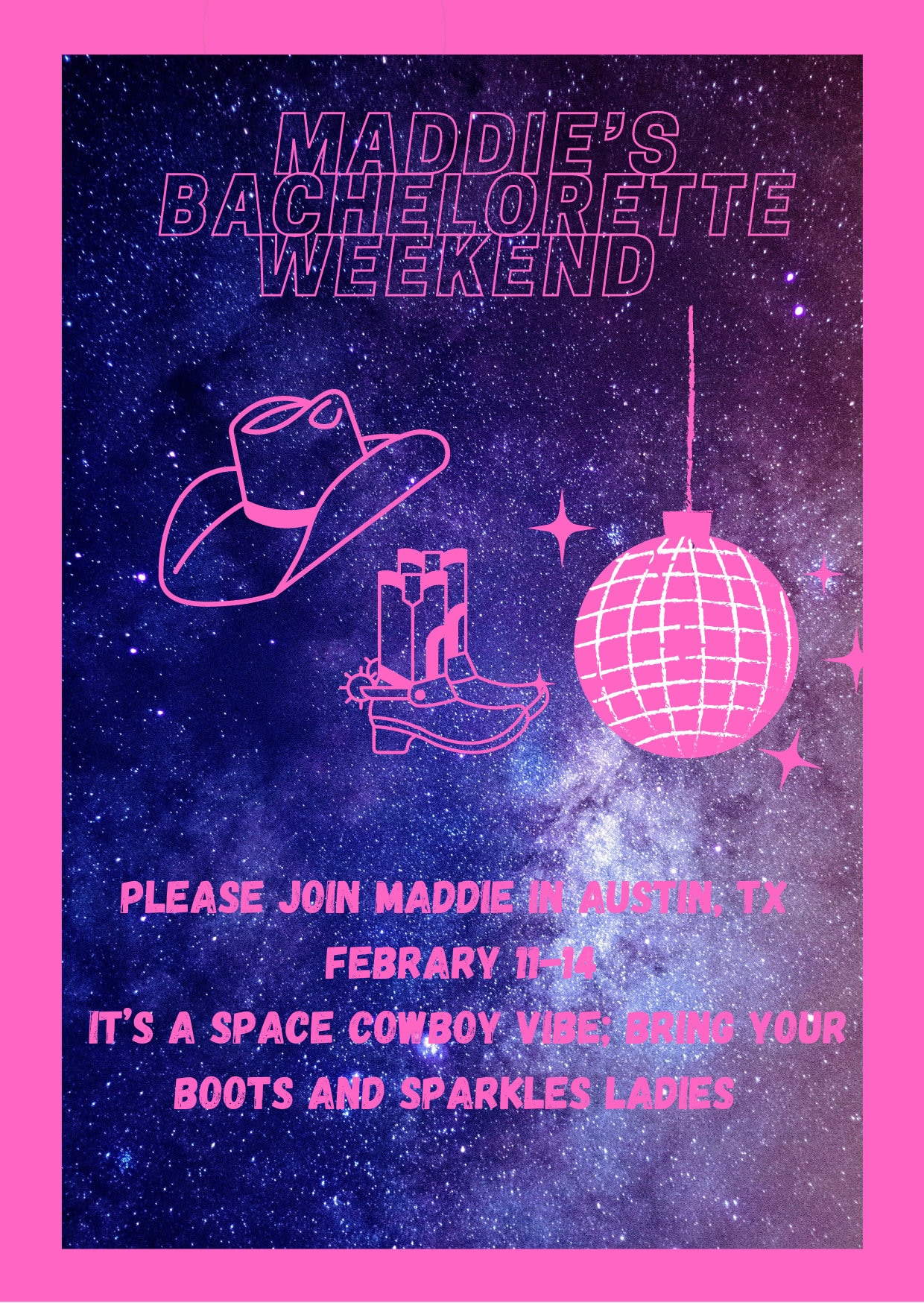 Space Cowboy Western Galaxy Themed Bachelorette Party Digital ...
