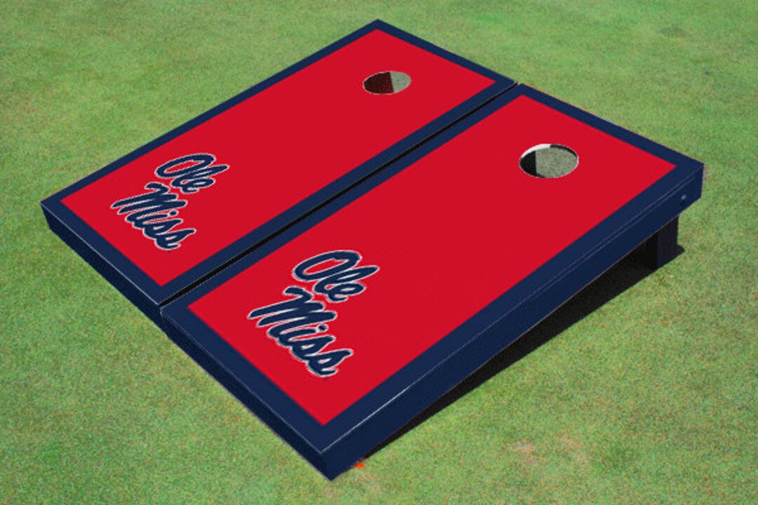 Officially Licensed Ole Miss Rebels Red Matching Border Cornhole Boards ...