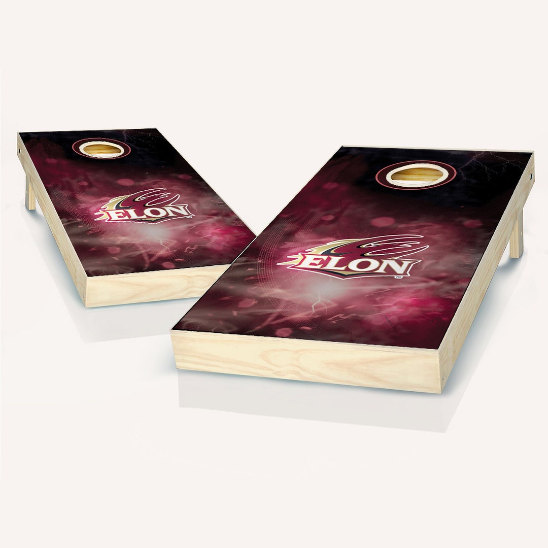 Elon Smoke Cornhole Set, Team Logo Bags, Wood Boards (outdoor Game) - Etsy