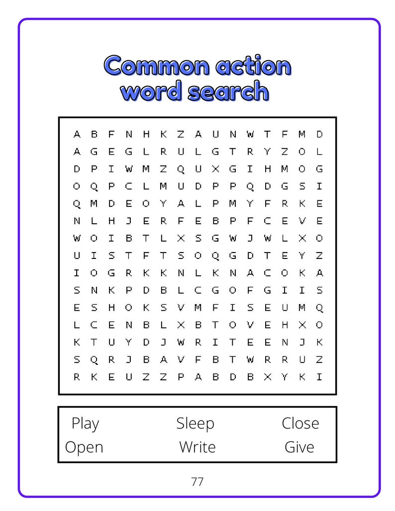 Mazes and Action Word Search - Etsy