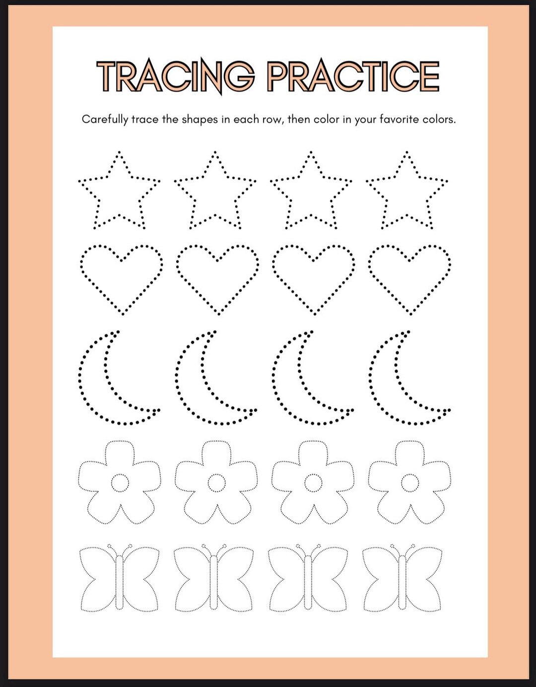 Tracing Practice & Coloring Pages - Etsy