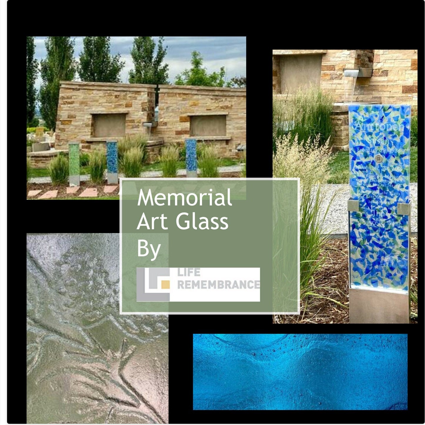 Glass Memorial Headstone 32" X 10" X 2 Inches Thick. in Natural Green ...