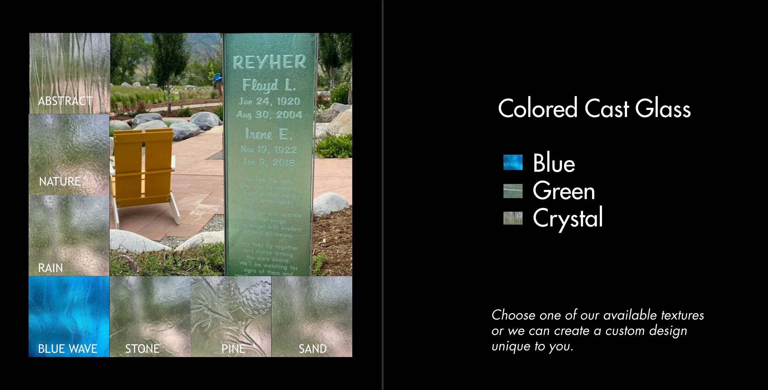 Glass Memorial Headstone 32" X 10" X 2 Inches Thick. in Natural Green ...