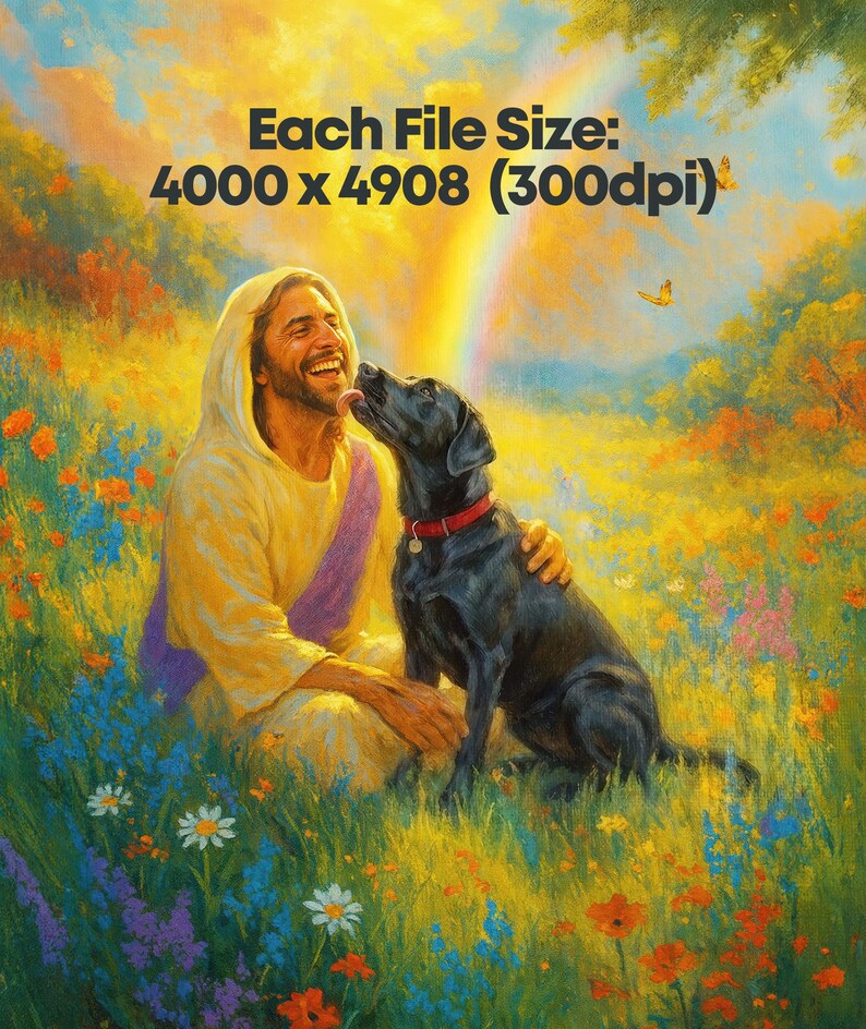 Jesus With Dogs in Heaven -- Digital Downloads, Rainbow Bridge - Etsy
