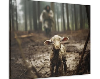 Jesus Running to the Lost Lamb Wall Art, Stretched Canvas - Etsy
