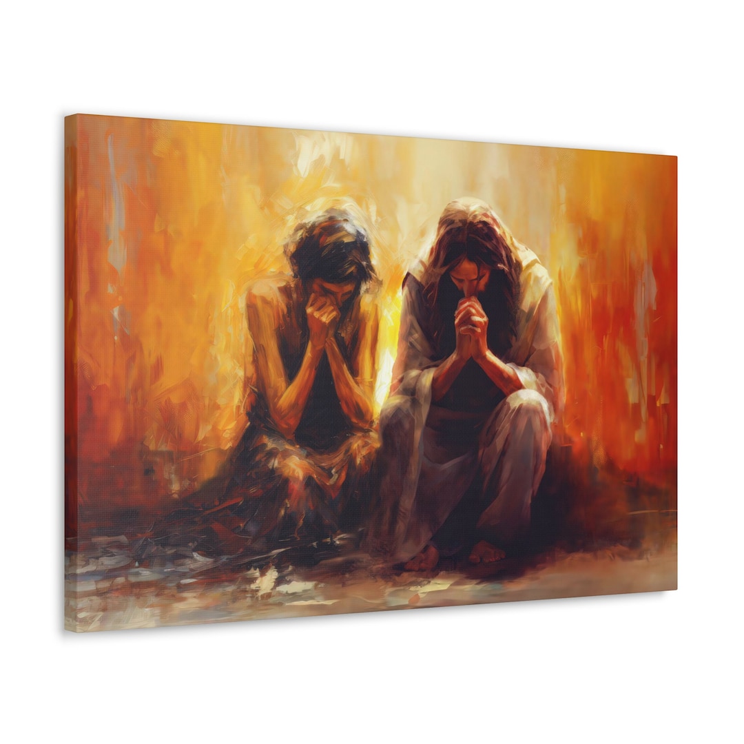 Praying With Jesus -- Wall Art, Stretched Canvas - Etsy