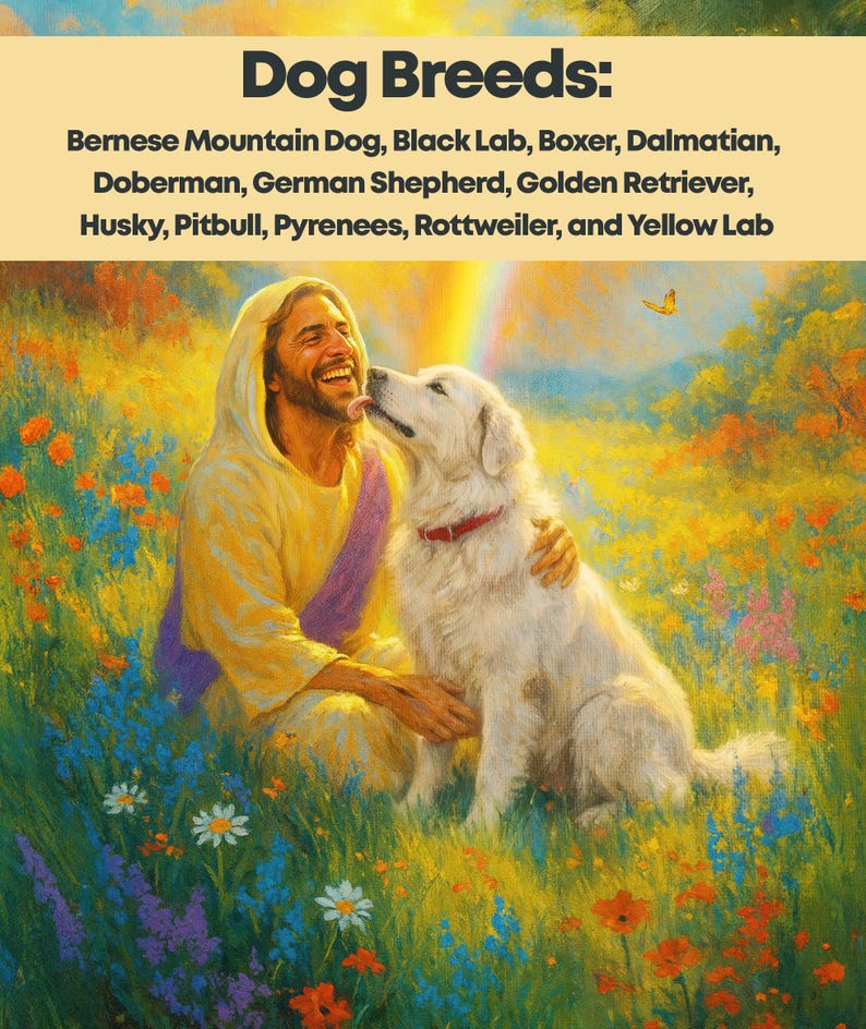 Jesus With Dogs in Heaven -- Digital Downloads, Rainbow Bridge - Etsy