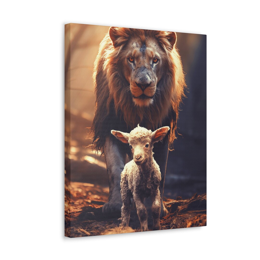 The Lion and the Lamb Wall Art, Stretched Canvas - Etsy