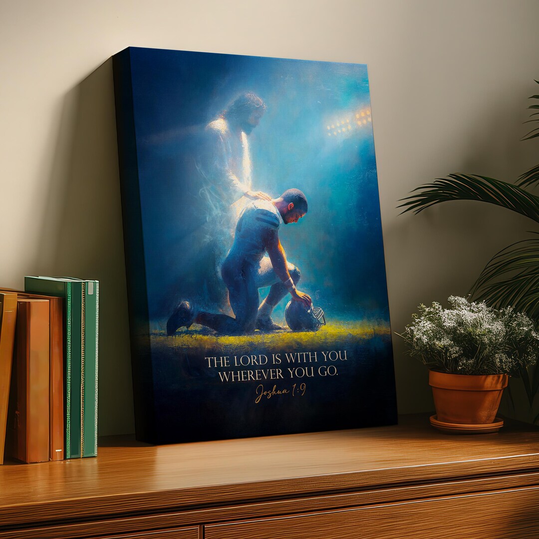 Jesus and Football Player Canvas – Christian Sports Art - Etsy