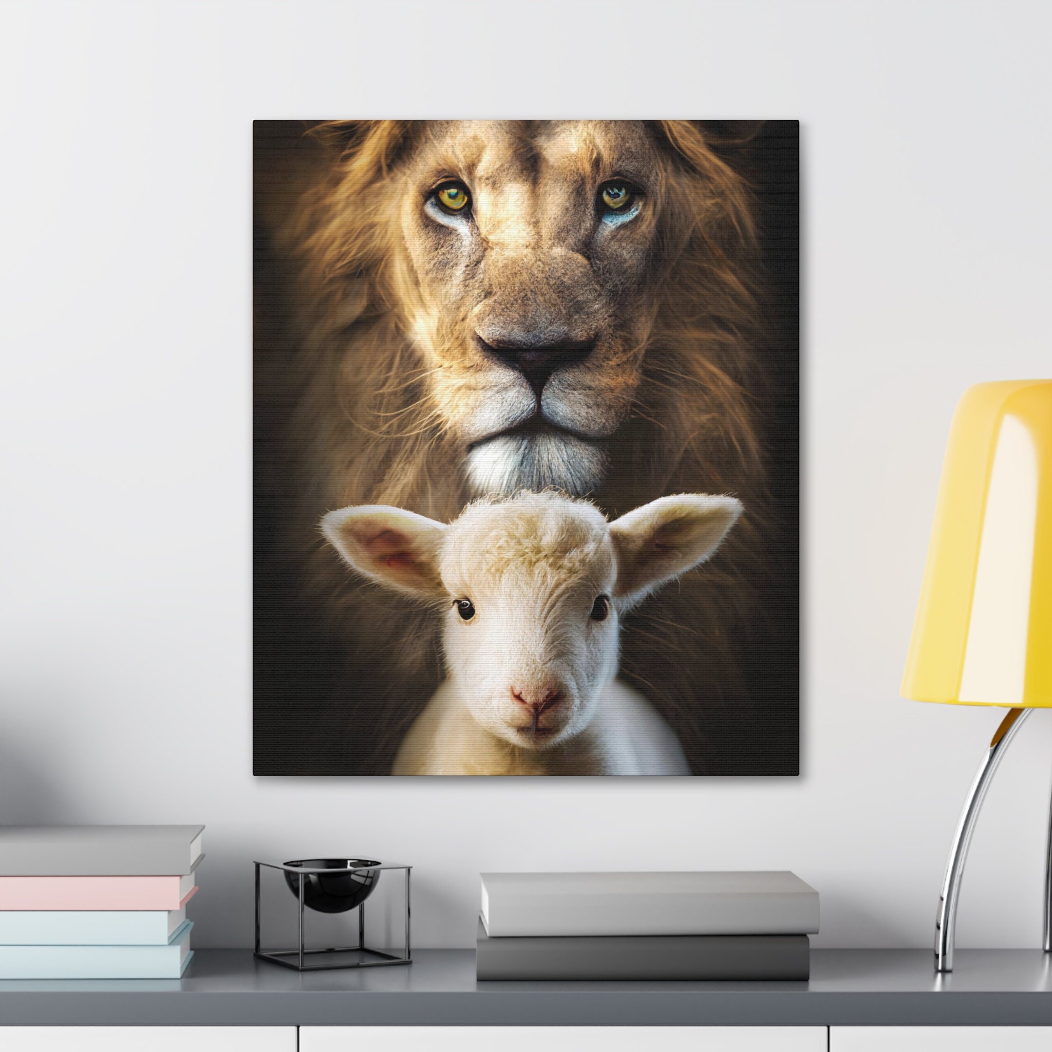 The Lion and the Lamb -- Wall Art, Stretched Canvas - Etsy