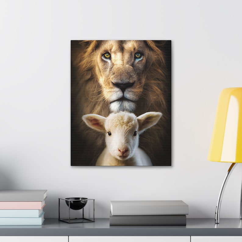 The Lion and the Lamb -- Wall Art, Stretched Canvas - Etsy
