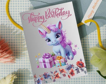 Unicorn Birthday Card (printable) - Etsy