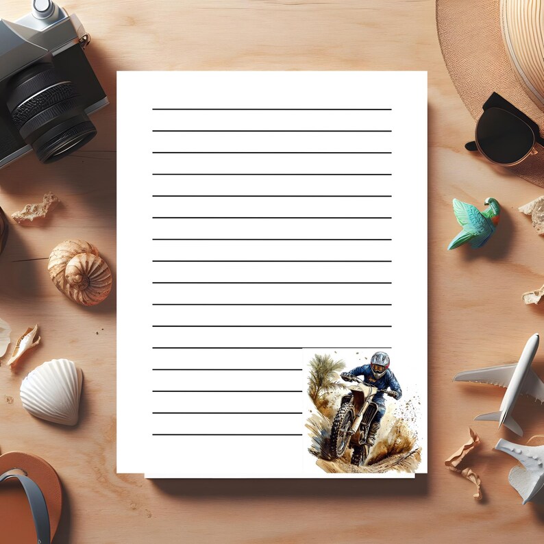 Dirt Bike Printable Writing Pages, Racing Theme Notebook Paper, Boys ...