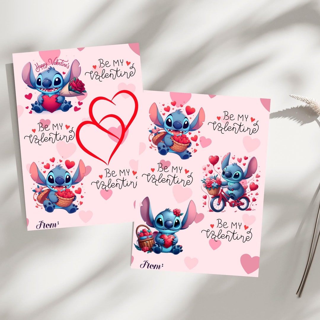 Valentine School Cards, Stitch Inspired Valentine Cards, Valentine ...