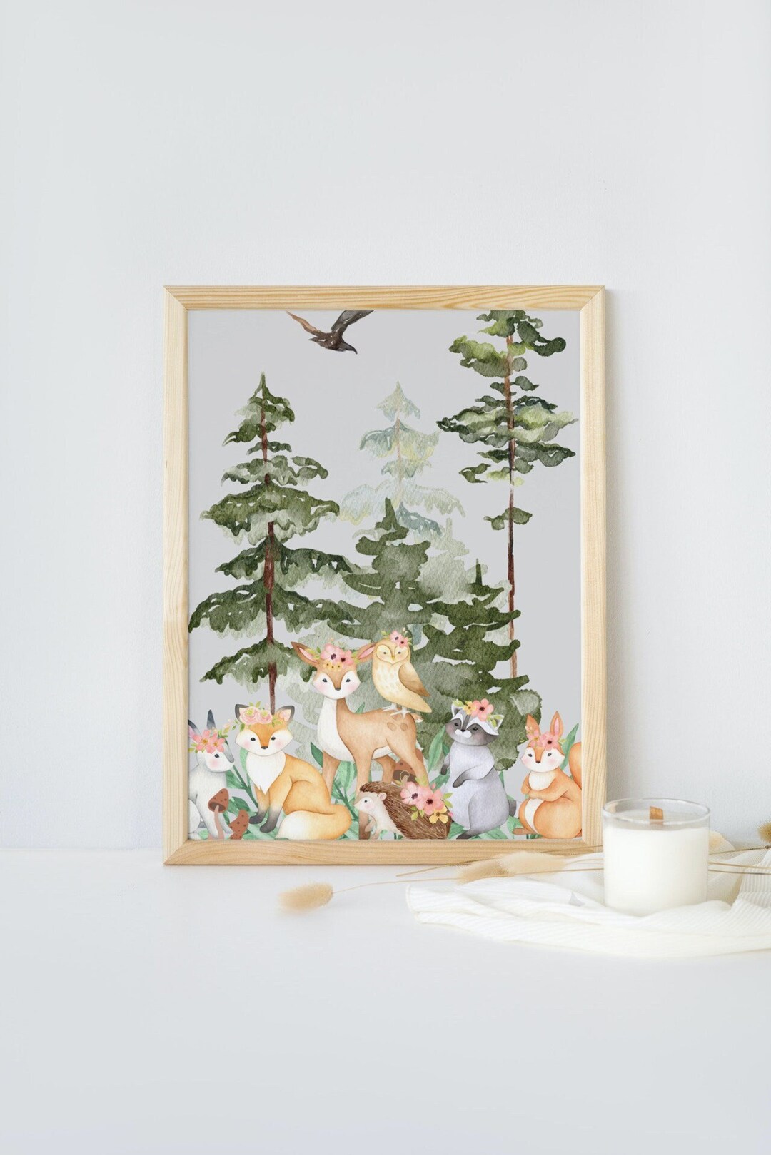 Woodland Animal Poster for Nursery, Whimsical Woodland Creatures ...