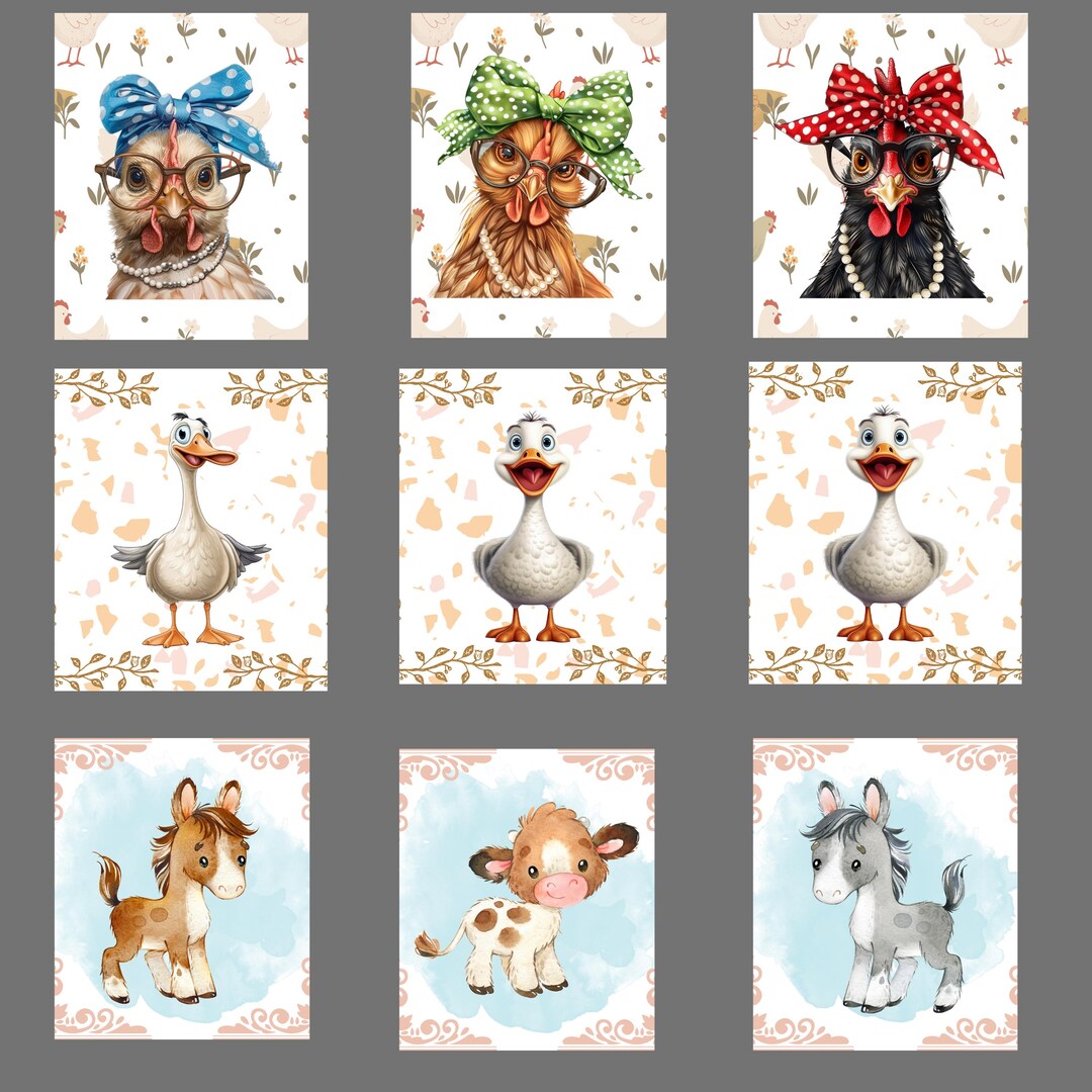 Nursery Farmhouse Bundle Wall Art, Nursery Printable Farm Animals, Farm ...
