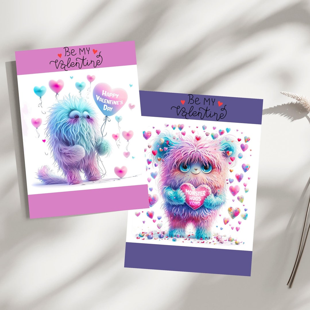 Valentine School Cards, Monster Inspired Valentine Cards, Valentine ...