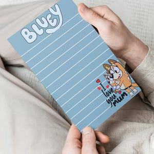 Blue Stationary Paper, Bluey Inspired Notebook Paper, Bluey Note Pages ...